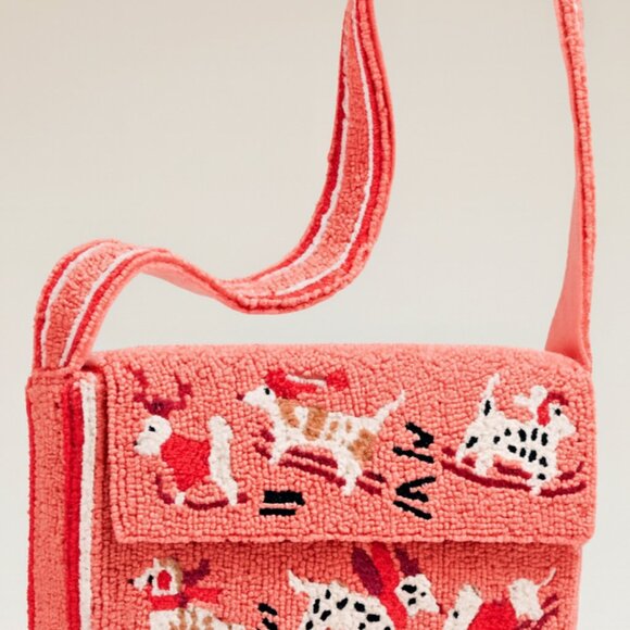 Anthropologie | Bags | Anthropologie Nwt Fiona Beaded Bag Dogs On Sled ...
